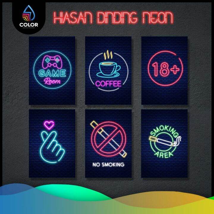 Poster Neon Kamar / HIasan Dinding Neon / Poster Neon Aesthetic ...