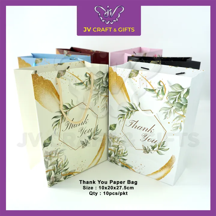 10pcs Exclusive Paper Bag with Handle | Leaf Flower Design Paper Bag ...