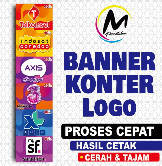Banner Konter Logo Spanduk Hiasan Dinding Konter - Ukuran 35 x 150 cm ...
