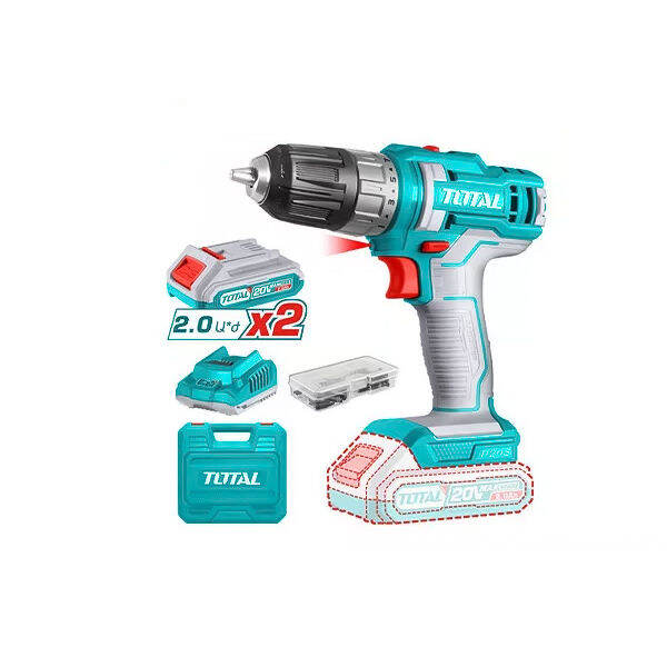 TOTAL 🇹🇭 สว่านไร้สาย 20 โวลท์ รุ่น TDLI200528 ขนาด10 มม. แบต 2 ก้อน ...