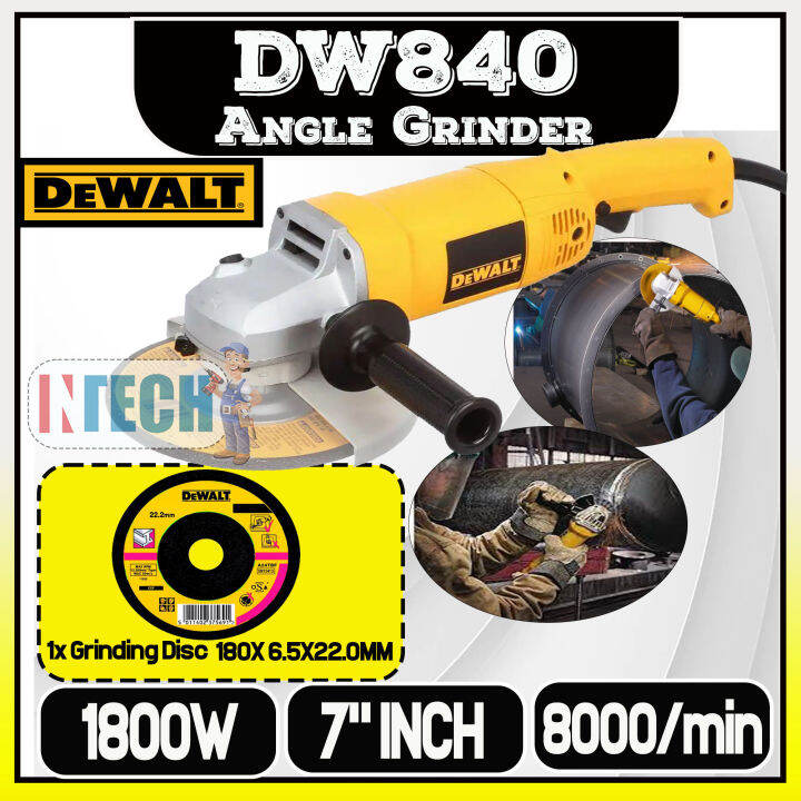 DEWALT DW840 CORDED ANGLE GRINDER 7" /180MM 1800W | Lazada