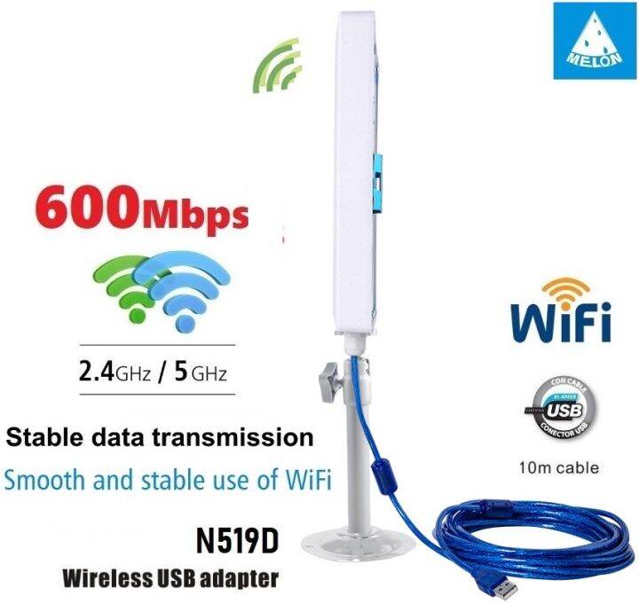 600Mbps USB Wifi Adapter Dual Band 2.4GHz 5GHz Outdoor High Power High Gain Antenna wifi ...