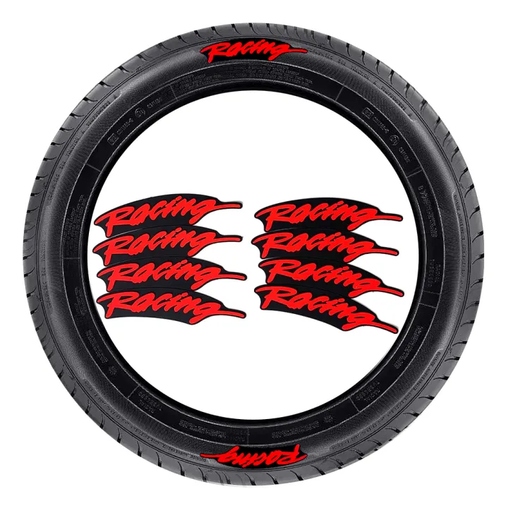 3D Racing Tire Stickers Red Tires Lettering Wheel Logo Car Sticker ...