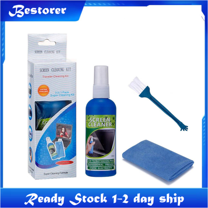 3in1 Cleaning Kit For LCD Laptop Screen Cleaning Kit Cleaner Liquid DVD ...