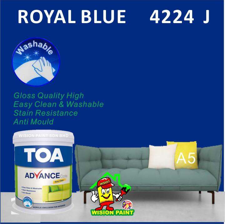 ROYAL BLUE 4224 J ( 1L OR 5L ) TOA PAINT ADVANCE COTE EASY CLEAN GLOSSY ...