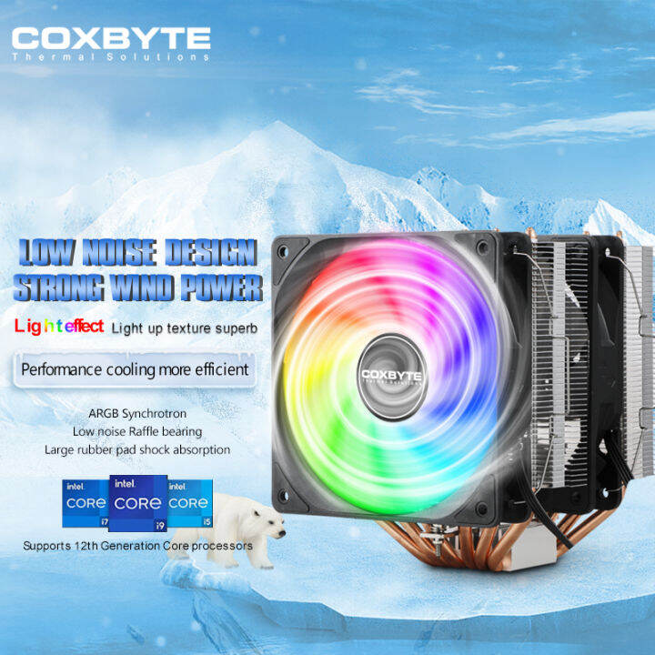 COXBYTE CL-A401 Air Cooling Heatsink Double Tower Radiator RGB Dual Fan Supports All Intel/AMD ...