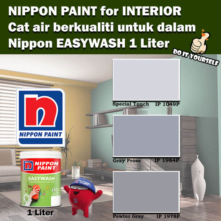Nippon Paint EasyWash Interior collection 1 & 5 Liter Special Touch 1049P / Gray Prose 1984P ...