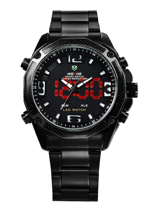 WEIDE Watch for Men's WH2306B-1C-BLACK DIAL Black Stainless Steel Band ...