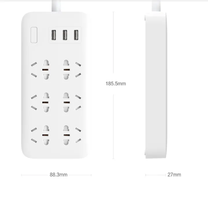 Original Xiaomi Mi Power Socket Strip With 3 USB 5V 2.1A Fast Charging ...