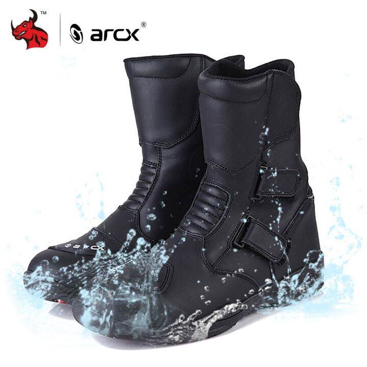 ARCX Motorcycle Boots Men Leather Moto Boots Waterproof Motocross ...