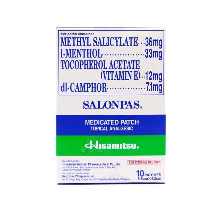 METHYL SALICYLATE E- MENTHOL TOCOPHEROL ACETATE SALONPAS | Lazada PH