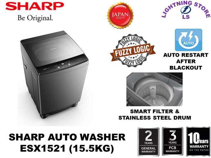 SHARP FULLY AUTO WASHING MACHINE 15.5KG ESX1521 | Lazada