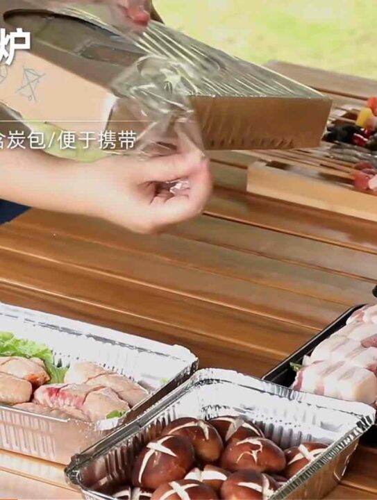 One Time Disposable BBQ Grill Set Charcoal Disposable Instant Camping ...