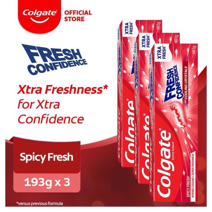 Colgate Fresh Confidence Spicy Toothpaste for Breath 193g Pack of 3 ...