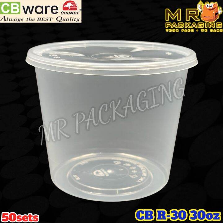 CB R30 Round Container with Lid ( 50sets± ) 780ml 30oz Disposable ...