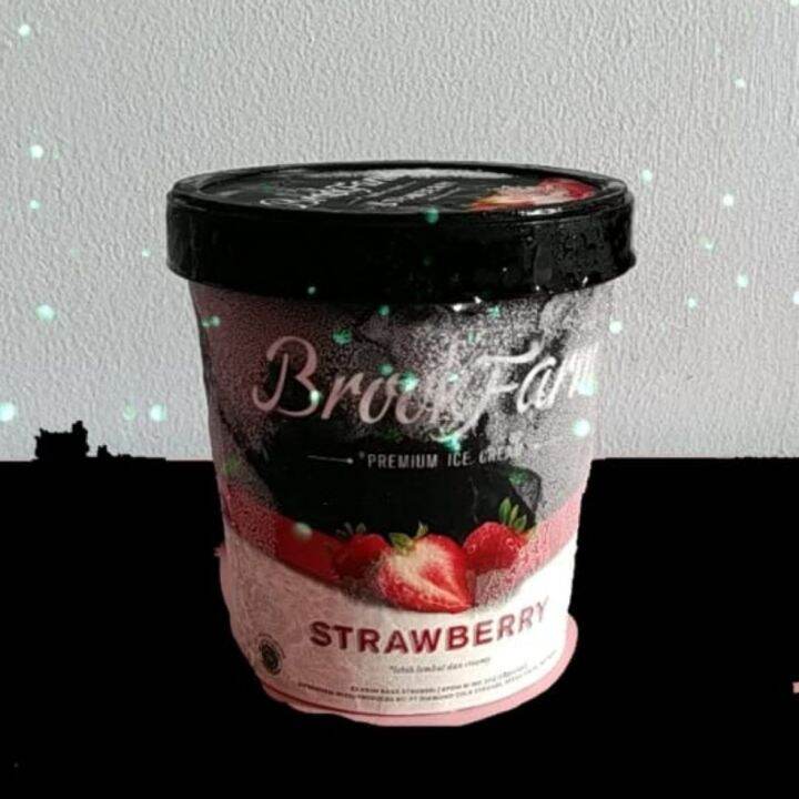 Brookfarm ice cream diamond premium rasa strawberry 473ml/ice krim ...