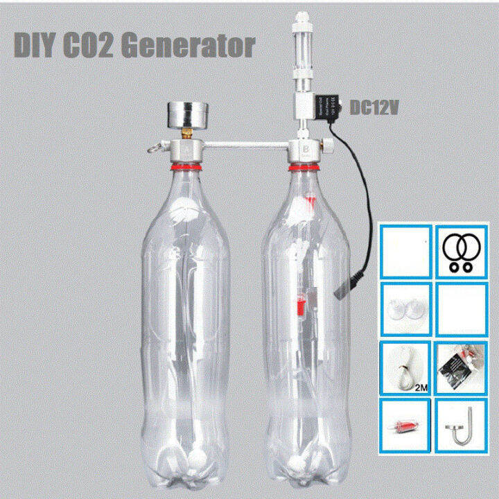 ZRDR Aquarium CO2 Generator System DIY Kit Solenoid Valve Pressure Air Flow Adjustment Water ...