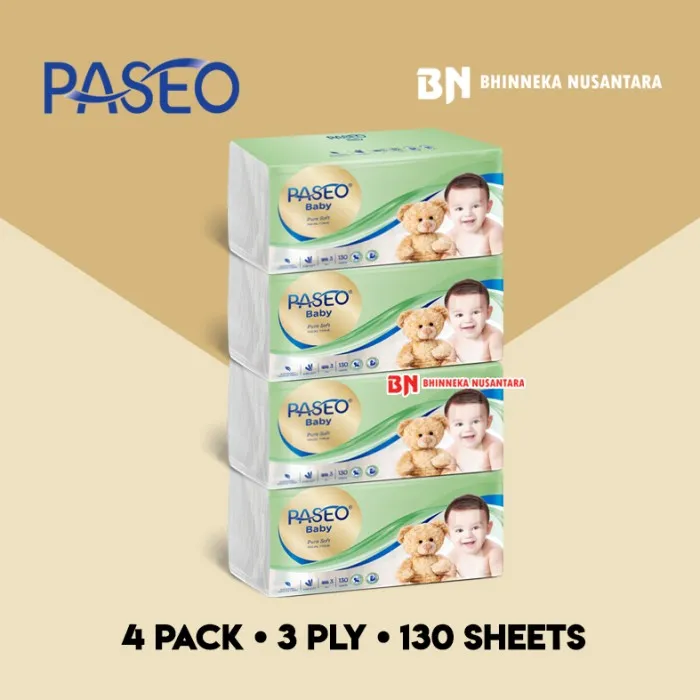 Paseo Baby Pure Soft Facial Tissue 130 Sheets [4 Pack] | Lazada Indonesia