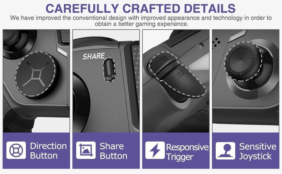 Wireless Game Controller สำหรับ PS4 Elite/slim/pro Dualshock 4พร้อมปุ่ม ...