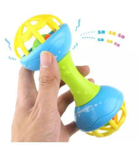 MnKC Baby Soft Silicone Double-Headed Teether Biting Grabbing Rattle ...