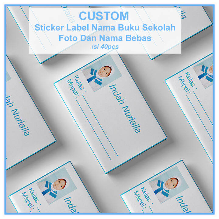 40pcs Lebel Nama Buku Sekolah Custom Bisa Pakai Foto Dan Nama Bebas Sesuai Pesanan | Lazada ...