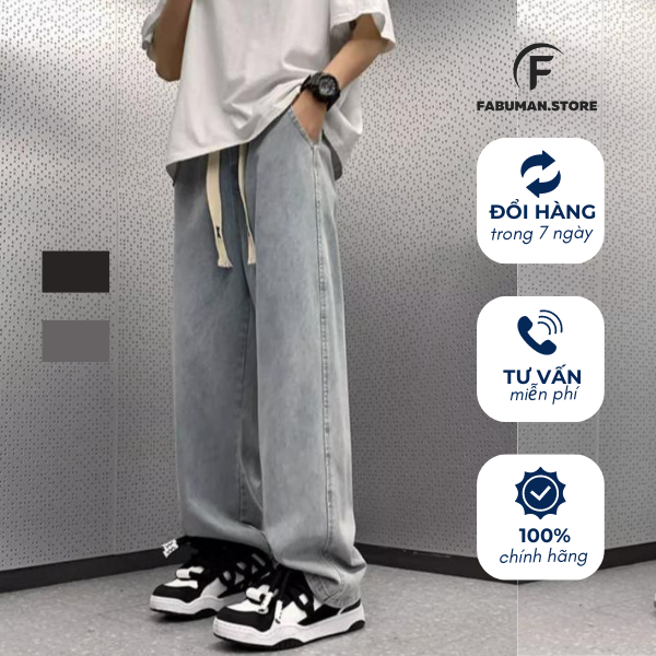 Quần jean nam form rộng dáng baggy, quần bò ống rộng dáng suông phong ...