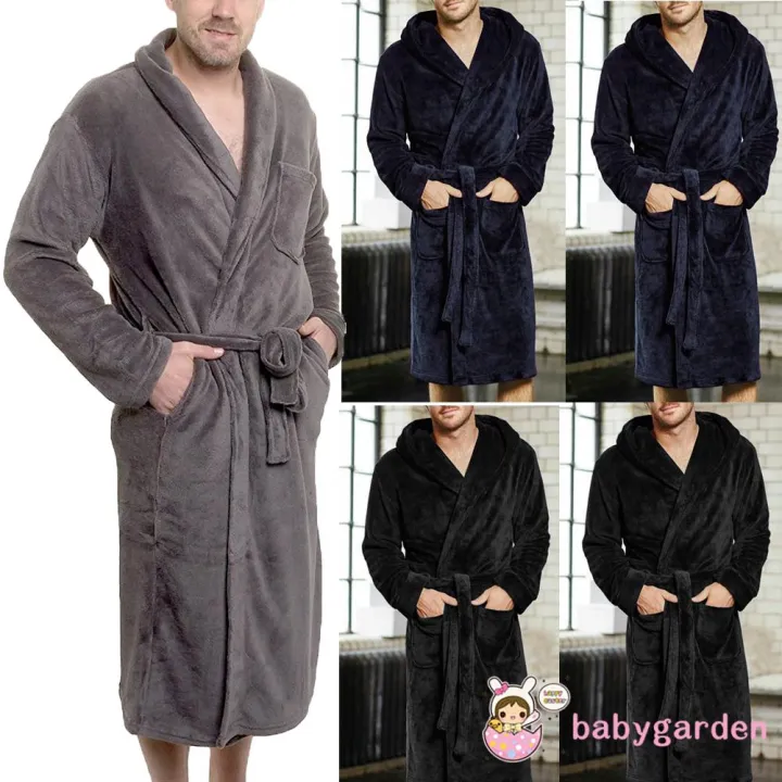 ღ ღMen Cotton Terry Cloth Bathrobe Shawl Collar Velour Spa | Lazada PH