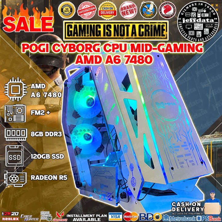 Cpu Desktop AMD A6 7480 8gb ram 120gb SSD R5 Graphics Cyborg Case with ...