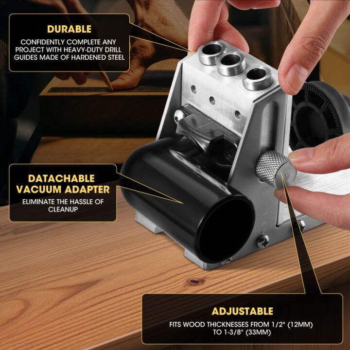 Pocket Hole Jig Kit, Professional And Upgraded Metal Pocket Screw Jig ...