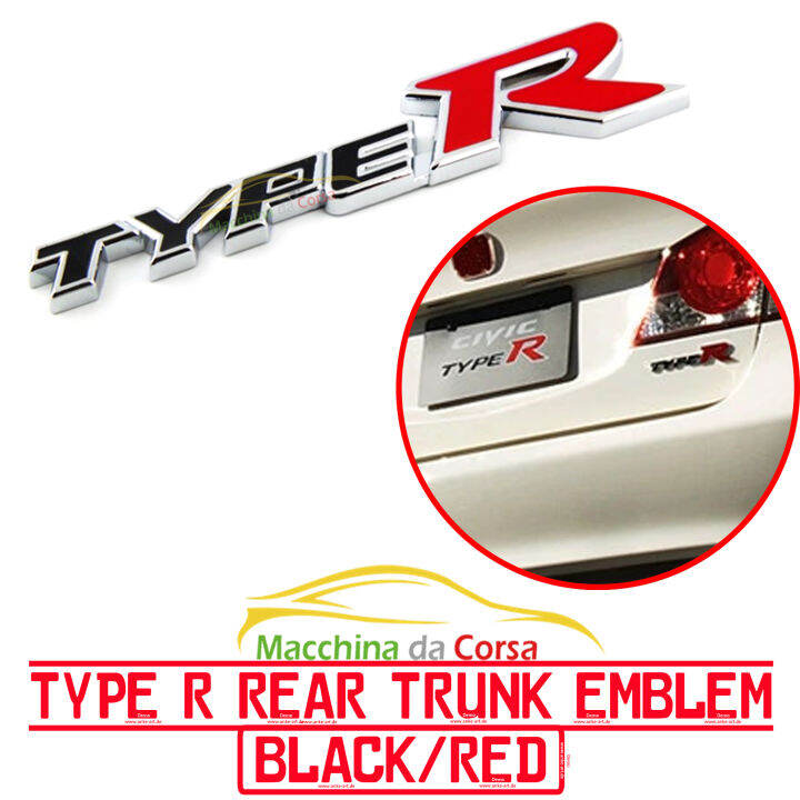 Type R Metal Rear Trunk Emblem for Honda Cars (BLACK/RED)) | Lazada PH