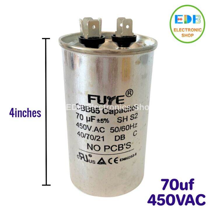 Fuye 70uf 450VAC Motor Capacitor 70uf Capacitor Aluminum Terminal type ...