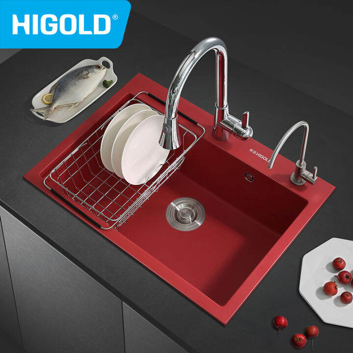HIGOLD Sink Colourful Kitchen Sink Quartz Materials Multiple Options ...