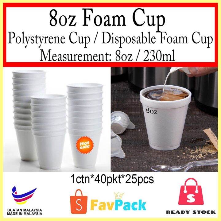 8oz Poly Foam Cup / Cawan Polisterin / Disposables Foam Cup (25pcs ...