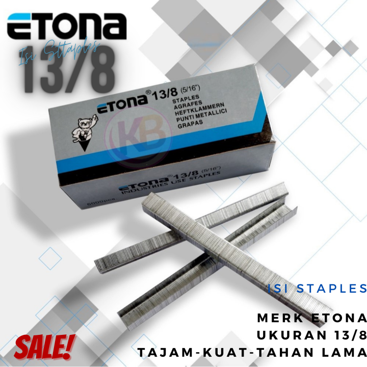 ( 1 BOX ISI 5000 PCS ) ETONA ISI STAPLES 13/8 - REFILL STAPLER 5/16 ...