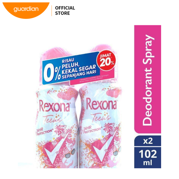 Rexona Teens Tropical Energy 24hr Anti Perspirant Deodorant 102ml Pack-Of-2 | Lazada