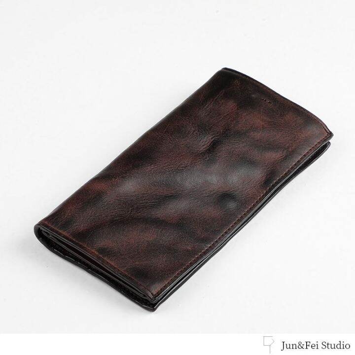 Washed distressed cowhide mobile phone bag Men's genuine leather ...