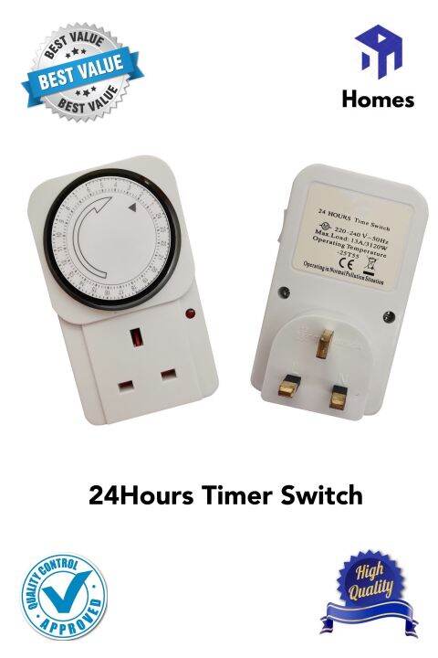 24Hours Electrical Programme Timer Wall Socket Plug Power Switch/Plug ...