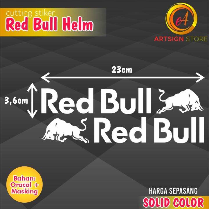 Cutting Stiker RED BULL Warna Putih Hitam Sticker RedBull Helm 23cm ...