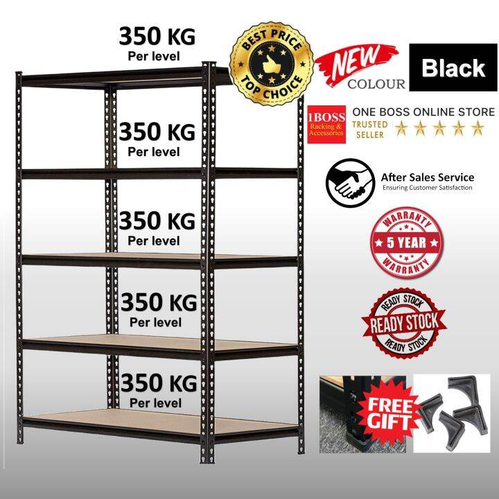 ONE BOSS 5 LEVELS ( MATTE BLACK ) COLOUR BOLTLESS RACK HOME STORAGE ...