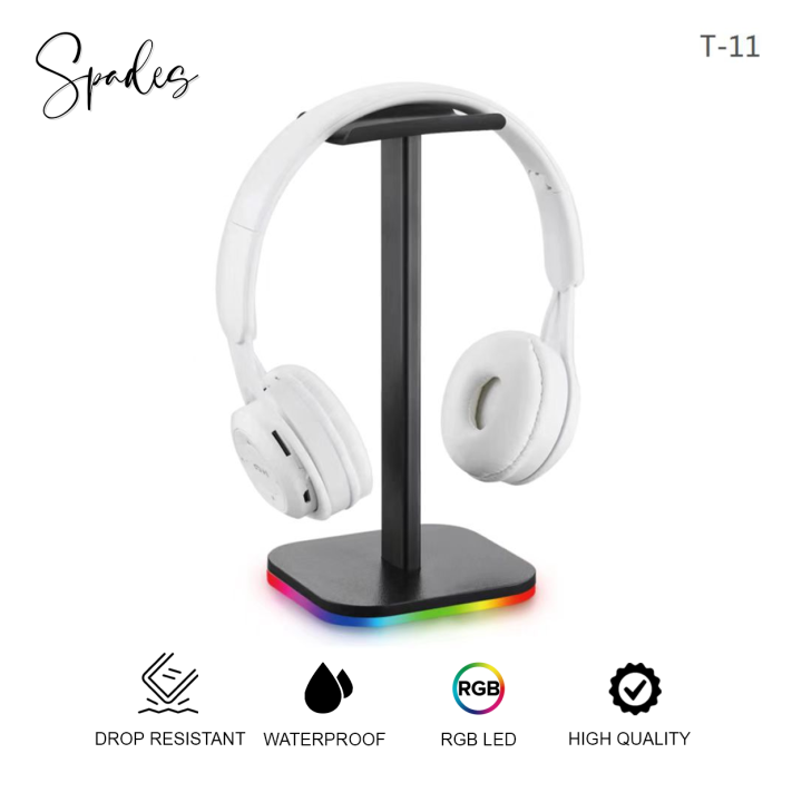Spades RGB Gaming Headphone Stand Headset Desk Display Holder LED Base ...