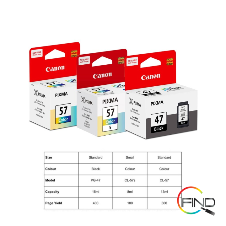 Canon PG-47 Black / CL-57S / CL-57 Color cartridge for E400/410/460/470 ...