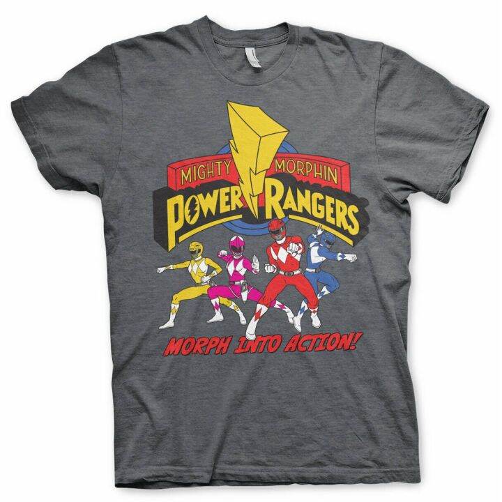 ราคาต่ำสุด!!เสื้อยืด พิมพ์ลายการ์ตูน Mighty Morphin Power Rangers Morph ...