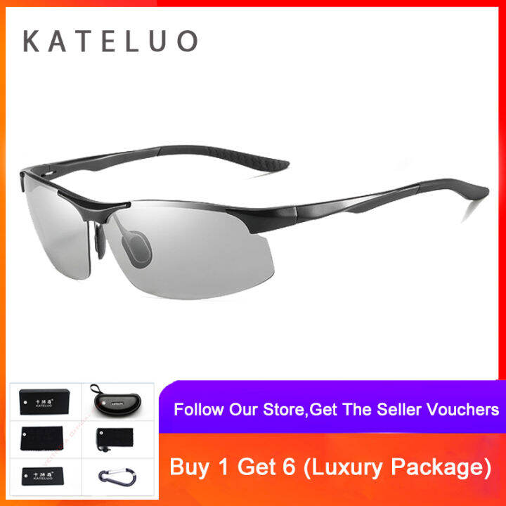 Kateluo อลูมิเนียมวันคืนวิสัยทัศน์ใช้คู่บุรุษแว่นกันแดด HD P olarized UV400 ชายอาทิตย์แว่นตา ...