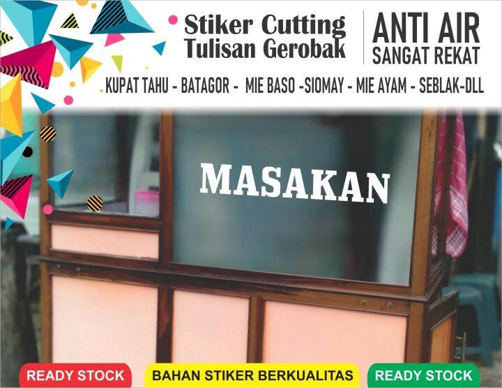 STIKER TULISAN MASAKAN UNTUK KACA GEROBAK/ETALASE/NAMA USAHA/NAMA TOKO ...