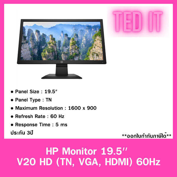 HP Monitor 19.5'' V20 HD (TN, VGA, HDMI) 60Hz | Lazada.co.th