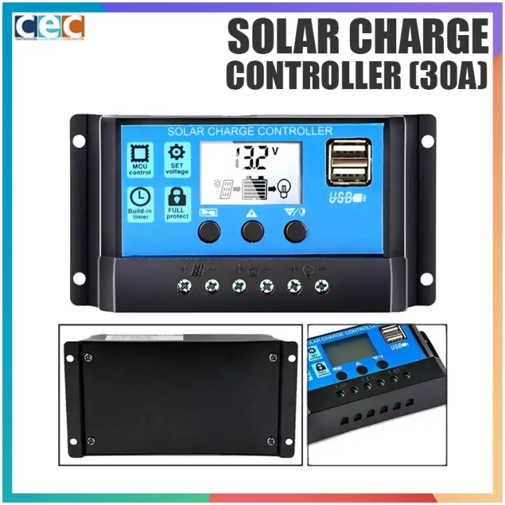 Solar Charge Controller 30A 12V / 24V LCD Intelligence Auto Regulate ...