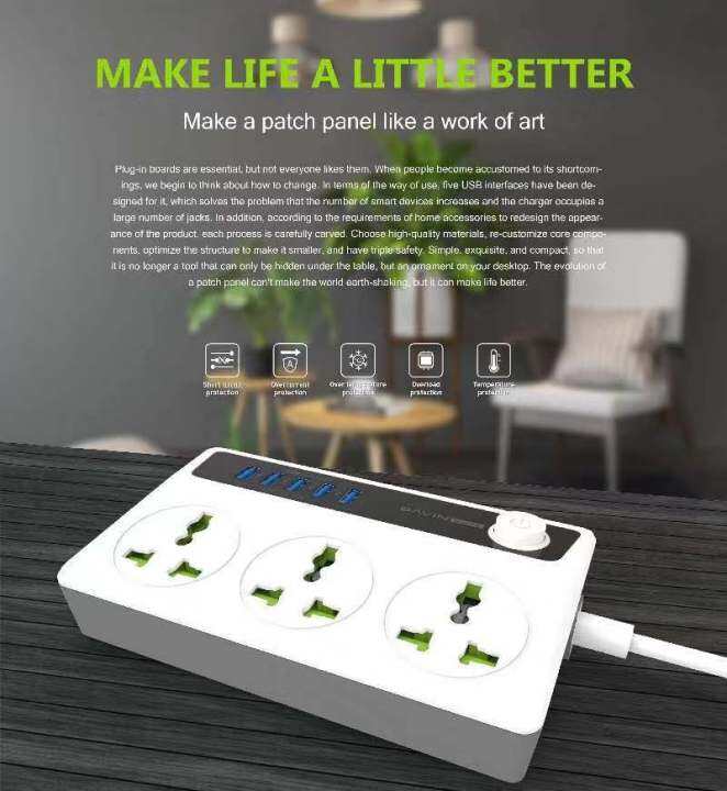 BAVIN 3.4A Universal AC USB Charger HUB Fast Charger PC512 w/ 3 Power ...