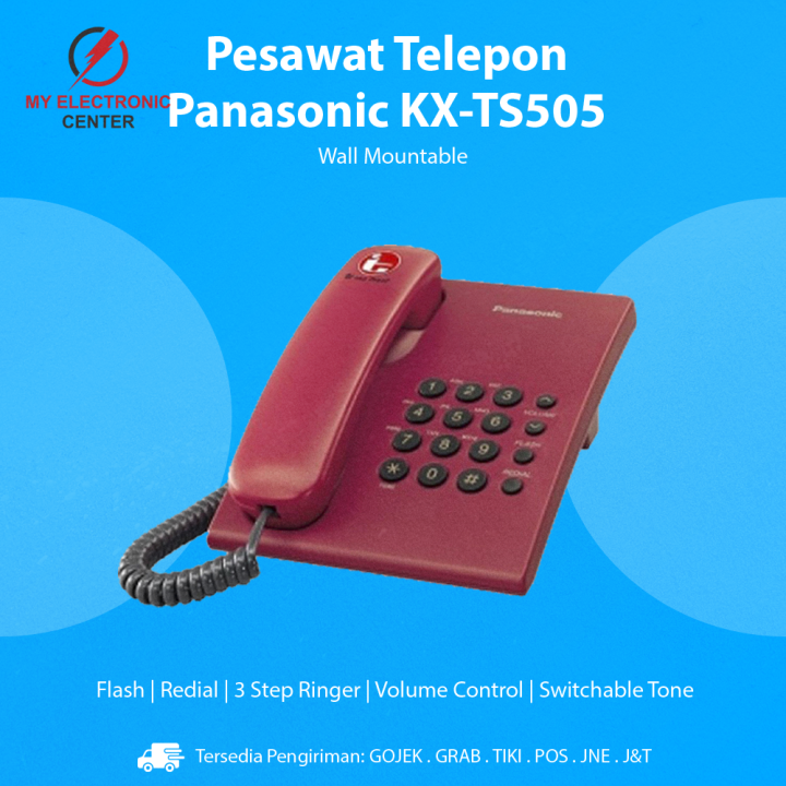 Pesawat Telepon Panasonic KX-TS505 Telephone Kabel Dinding Rumah Kantor Indihome - Merah ...