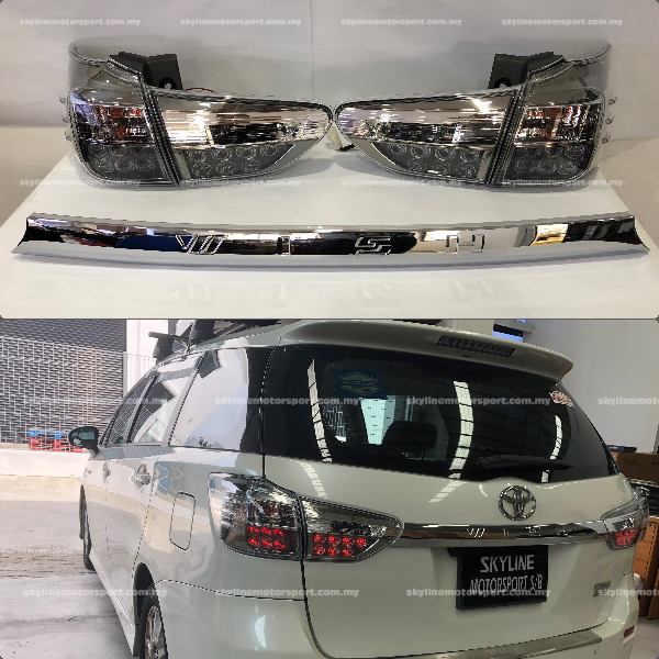 Toyota Wish Led Tail Lamp Chromed Garnish 2009 2010 2011 2012 2013 2014 ...