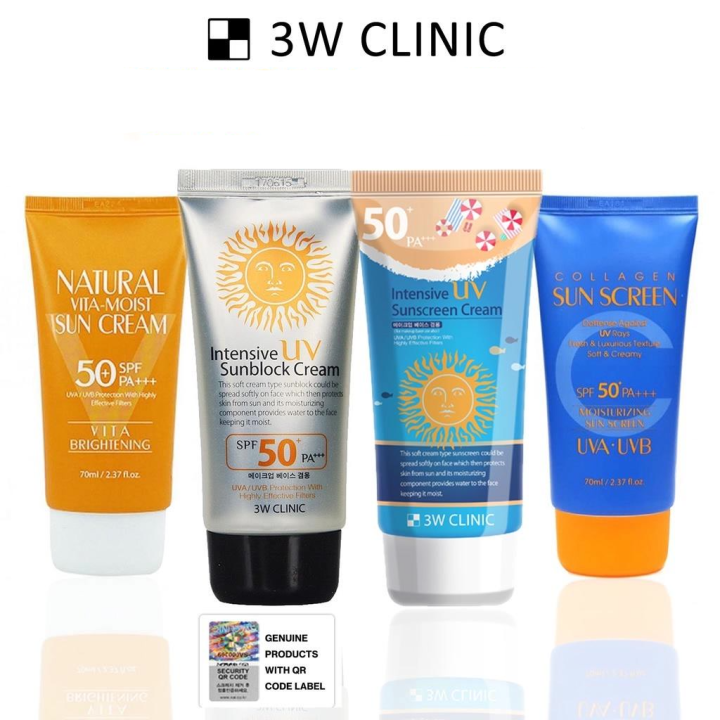 Sunscreen 3W CLINIC SPF50+ PA +++ (70ml) Intensive UV Suncream Sunblock ...